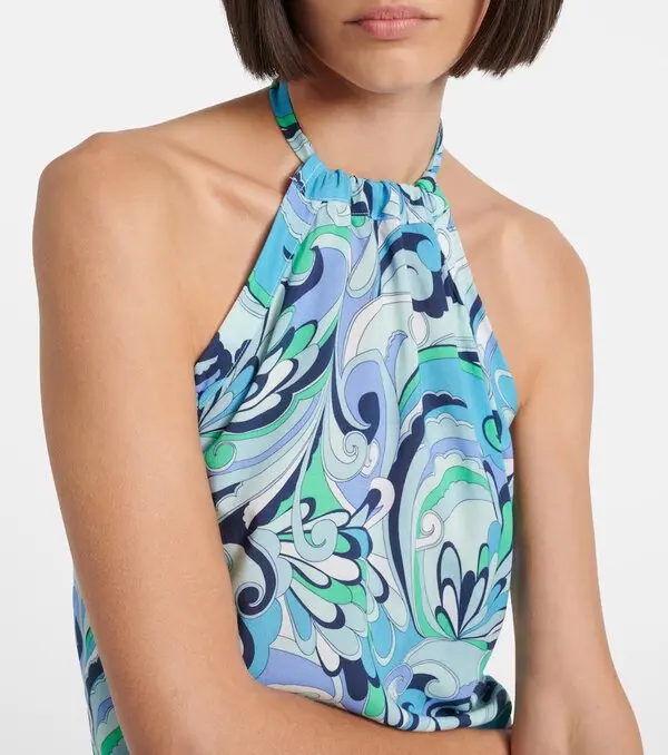 Melissa Odabash Raya Printed Halterneck Top - Blue