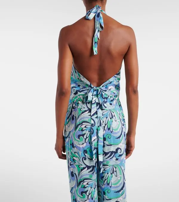 Melissa Odabash Raya Printed Halterneck Top - Blue