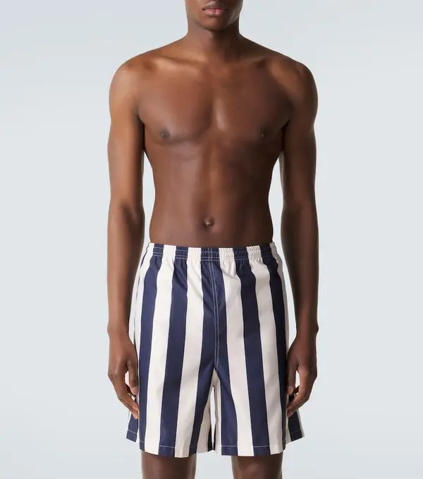 Ami Striped Swim Trunks - Blue