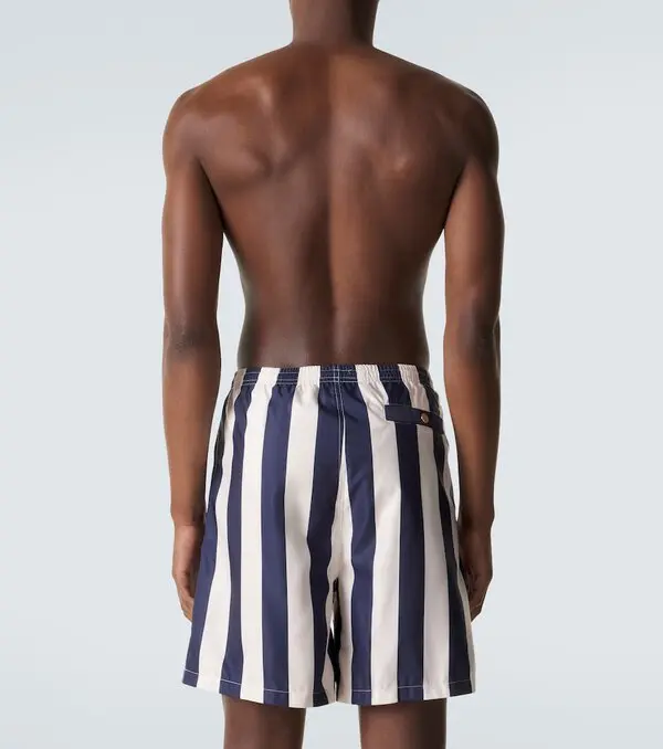 Ami Striped Swim Trunks - Blue