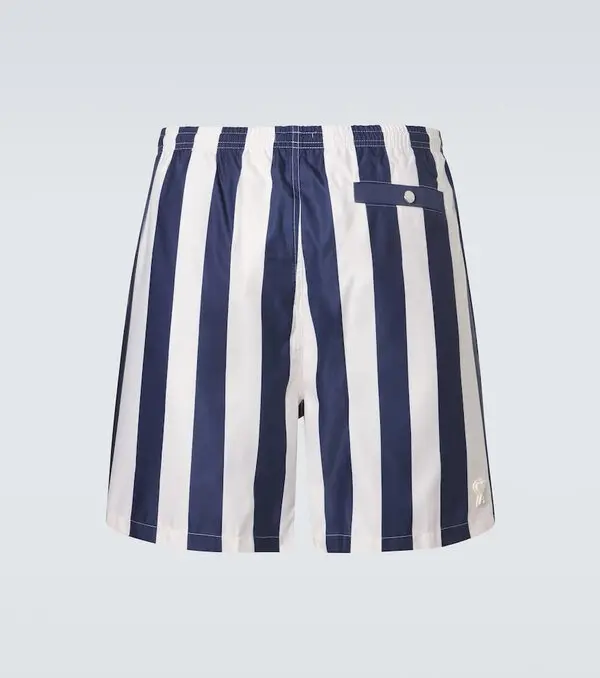 Ami Striped Swim Trunks - Blue