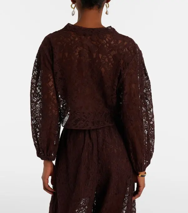 ADRIANA DEGREAS Cotton-blend Lace Crop Top