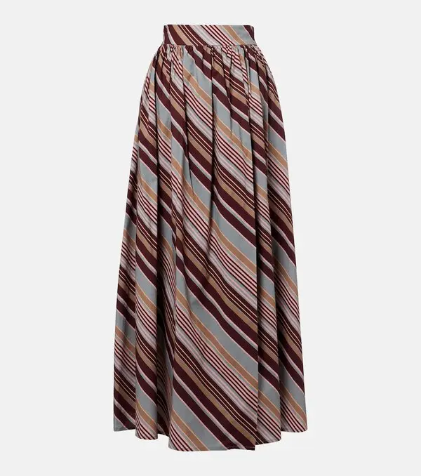 ADRIANA DEGREAS Striped Cotton-blend Maxi Skirt - Multicoloured