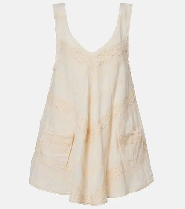 JULIET DUNN Crochet-trimmed Cotton Minidress - Yellow