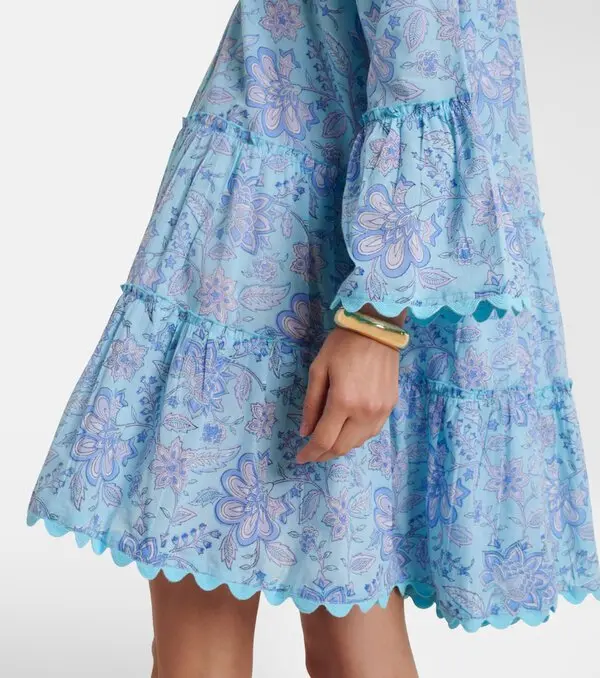 JULIET DUNN Floral Scalloped Cotton Minidress