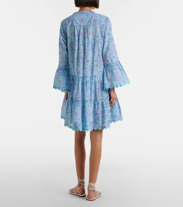 JULIET DUNN Floral Scalloped Cotton Minidress