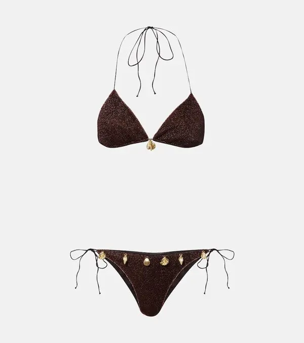 Oseree Lumière Embellished Bikini - Brown