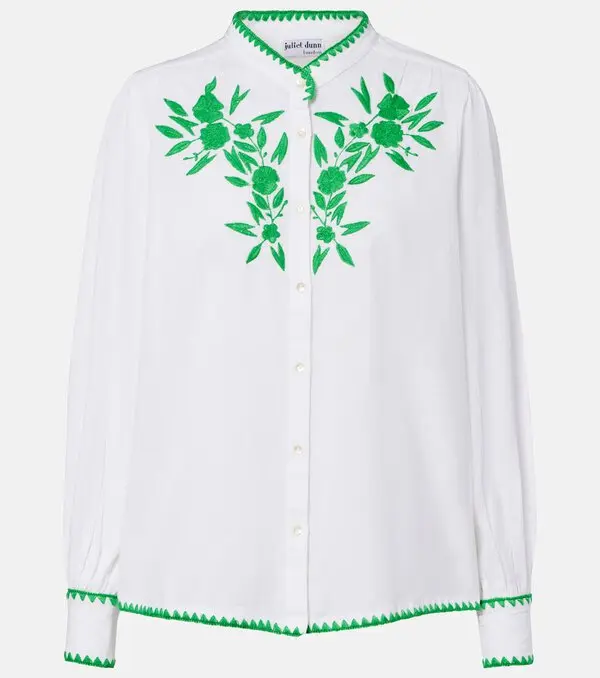 JULIET DUNN Embroidered Cotton And Linen Shirt - White