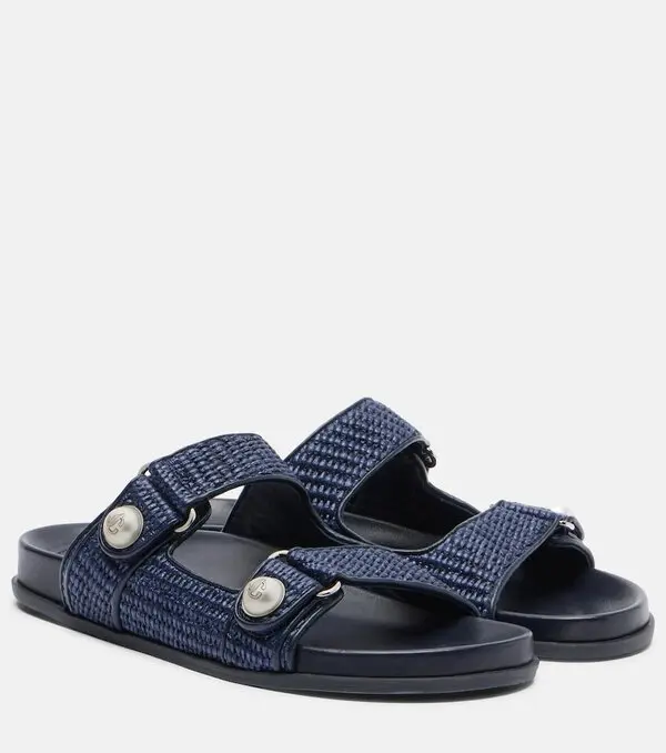 JIMMY CHOO Fayence Raffia-effect Sandals - Blue
