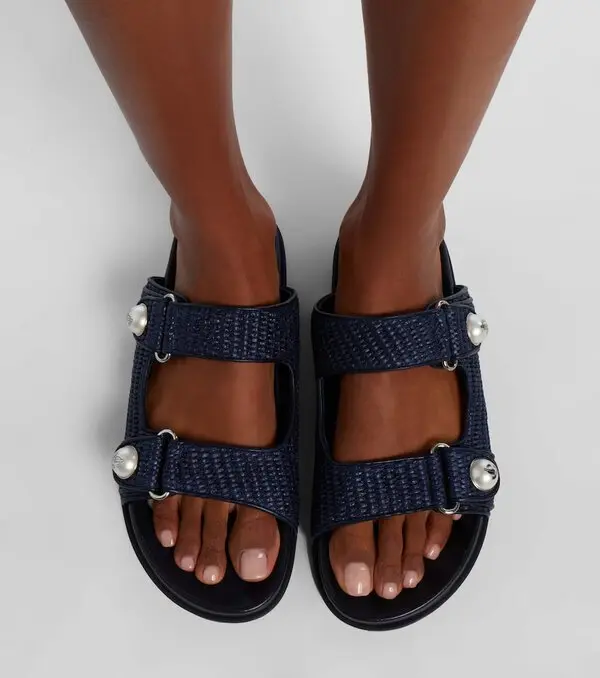 JIMMY CHOO Fayence Raffia-effect Sandals - Blue