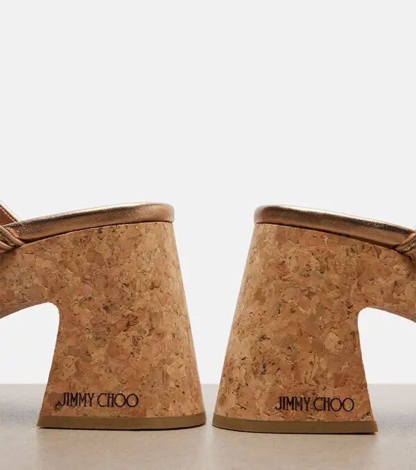 JIMMY CHOO Fayence Raffia-effect Platform Sandals - Gold