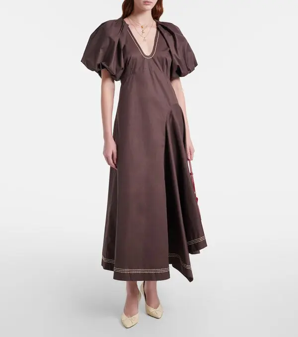 ALEMAIS Alémais Puff-sleeve Cotton Maxi Dress