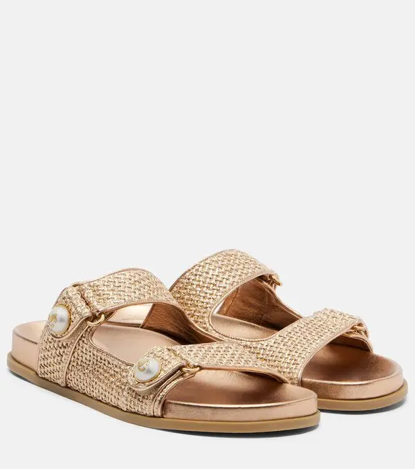 JIMMY CHOO Fayence Raffia-effect Sandals - Gold