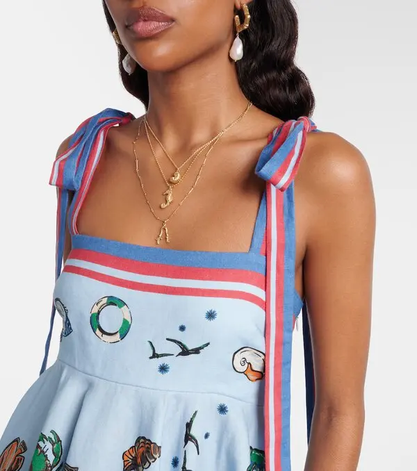 ALEMAIS Printed Linen Mini Dress - Multicoloured