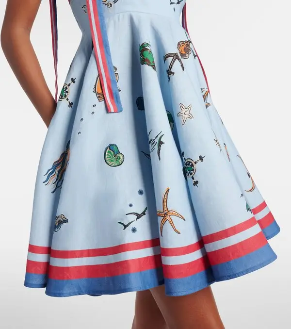 ALEMAIS Printed Linen Mini Dress - Multicoloured