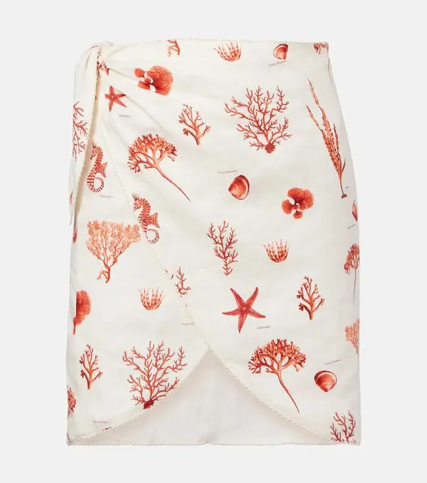 Agua Bendita Agustina Printed Linen Beach Cover-up - White
