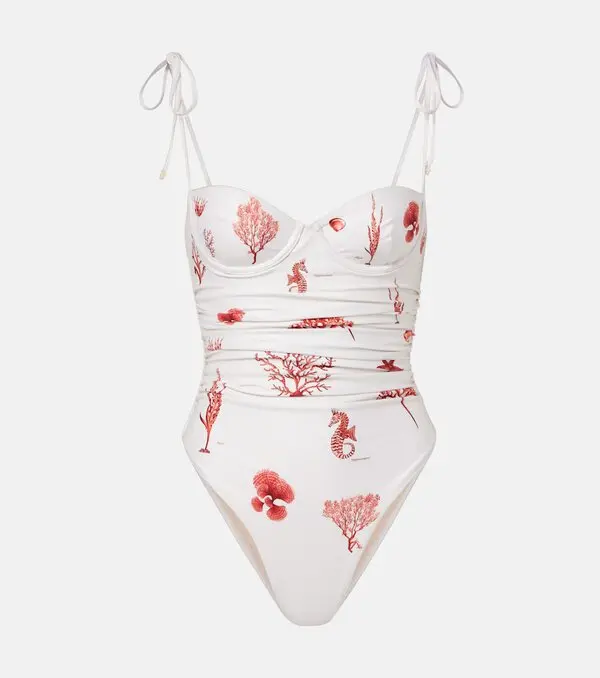 Agua Bendita Rabano Printed Swimsuit - White