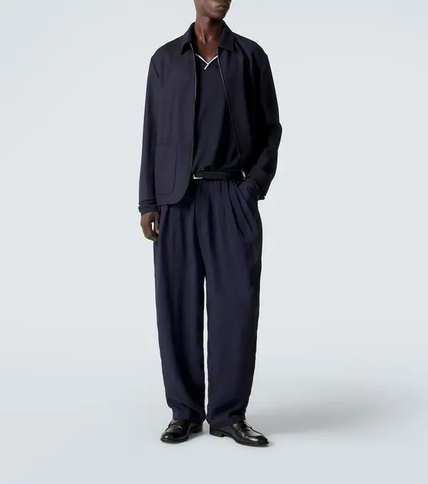 Giorgio Armani Linen And Silk Blend Polo Sweater