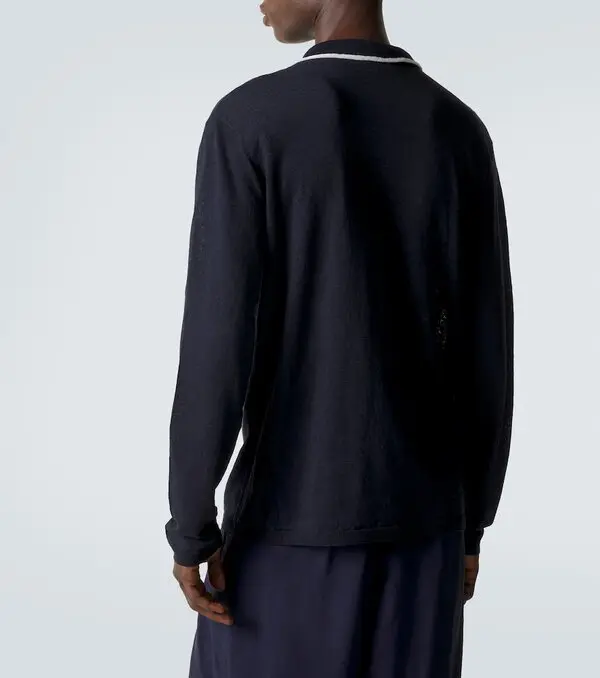 Giorgio Armani Linen And Silk Blend Polo Sweater