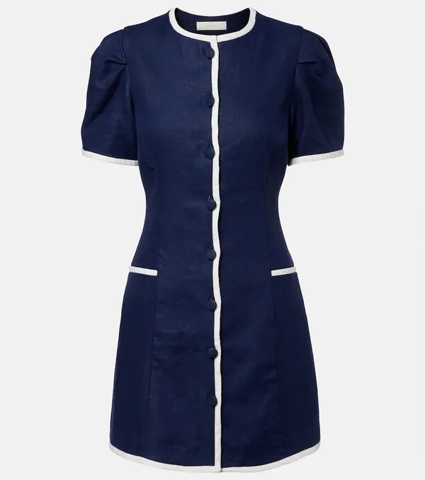 Faithfull The Brand Madeline Linen Mini Dress - Blue