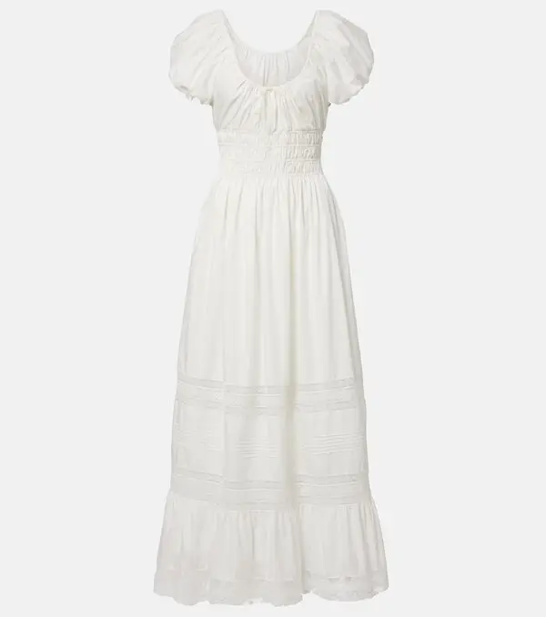 Faithfull The Brand Elbie Lace-trimmed Cotton Maxi Dress - White