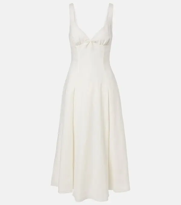 Faithfull The Brand Adalee Linen Midi Dress - White