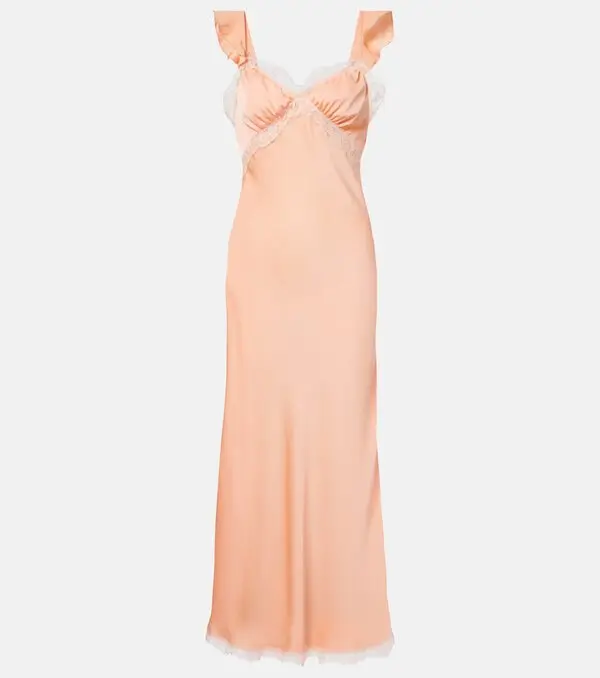 Faithfull The Brand Sella Lace-trimmed Satin Maxi Dress - Pink