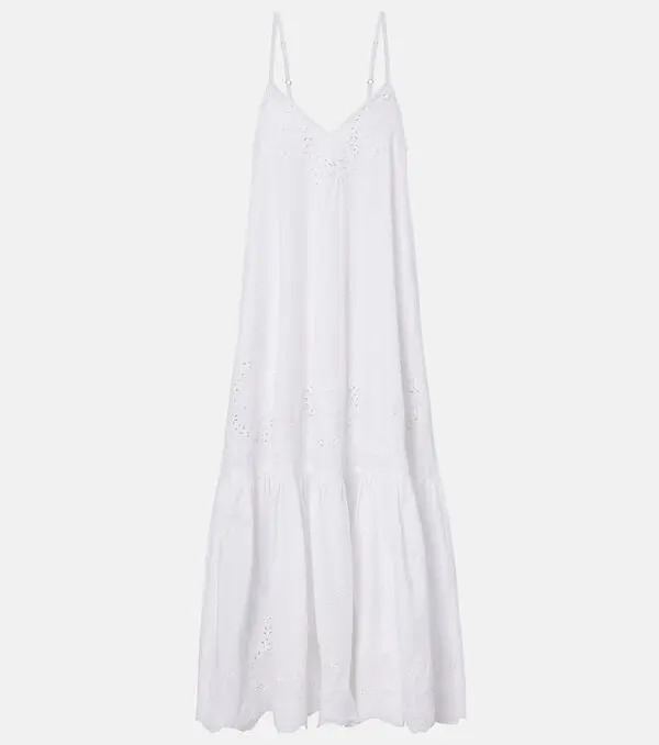 JULIET DUNN Broderie Anglaise Cotton Midi Dress - White