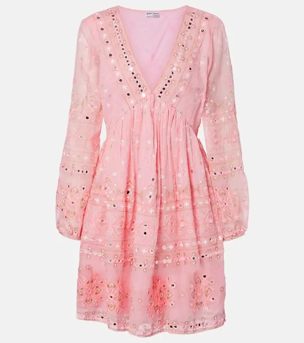 JULIET DUNN Embellished Cotton Minidress - Pink