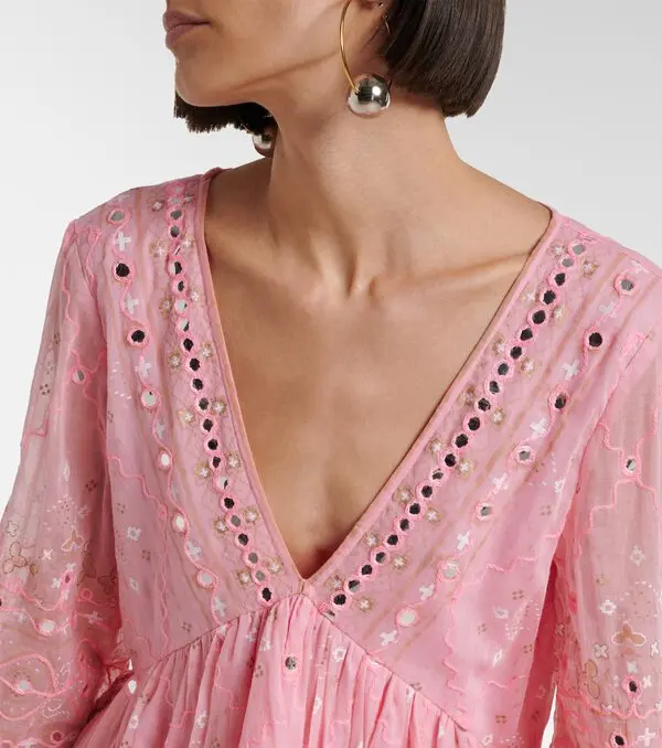 JULIET DUNN Embellished Cotton Minidress