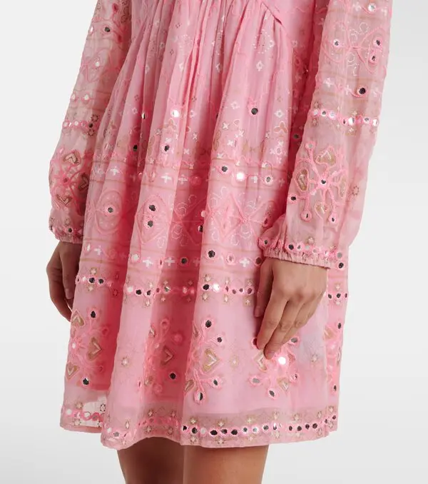 JULIET DUNN Embellished Cotton Minidress