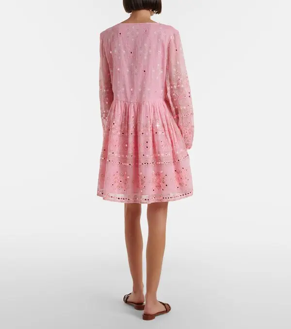 JULIET DUNN Embellished Cotton Minidress
