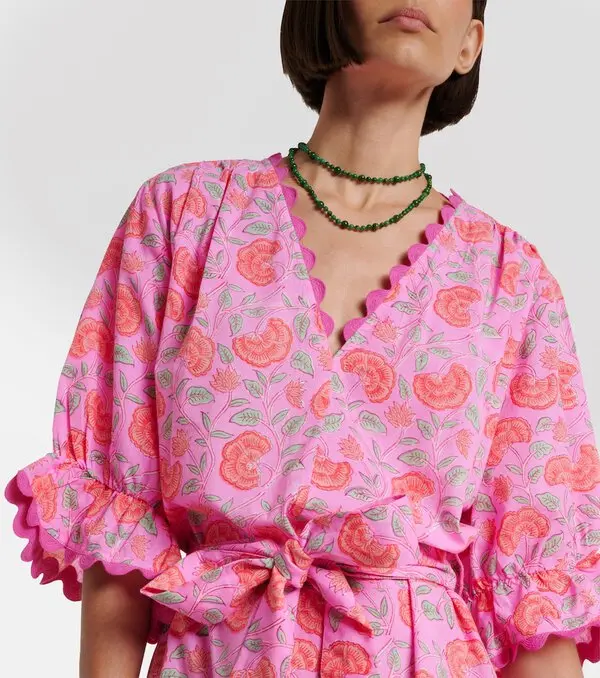 JULIET DUNN Floral Scalloped Cotton Minidress