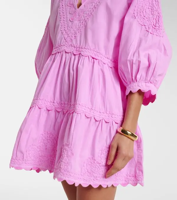 JULIET DUNN Embroidered Cotton Minidress - Pink