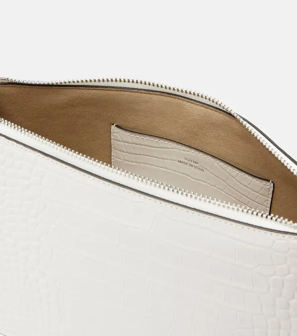 TOTEME Threefold Croc-effect Leather Clutch - White