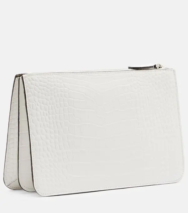 TOTEME Threefold Croc-effect Leather Clutch - White