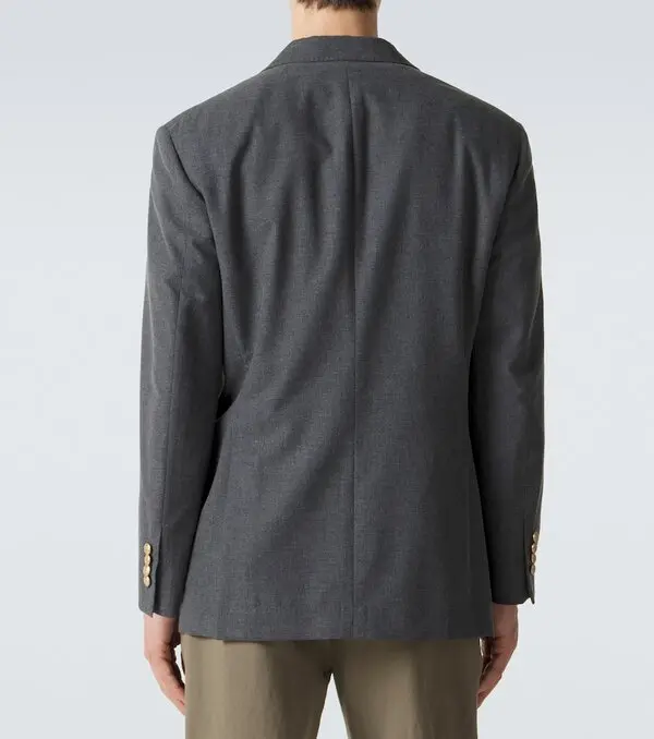 Brunello Cucinelli Wool, Cotton, And Silk Blazer - Grey