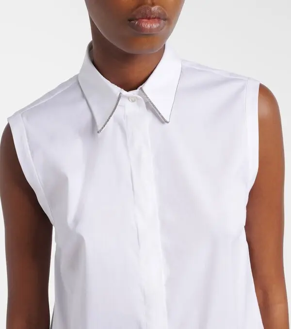 Brunello Cucinelli Monili Cotton-blend Top - White