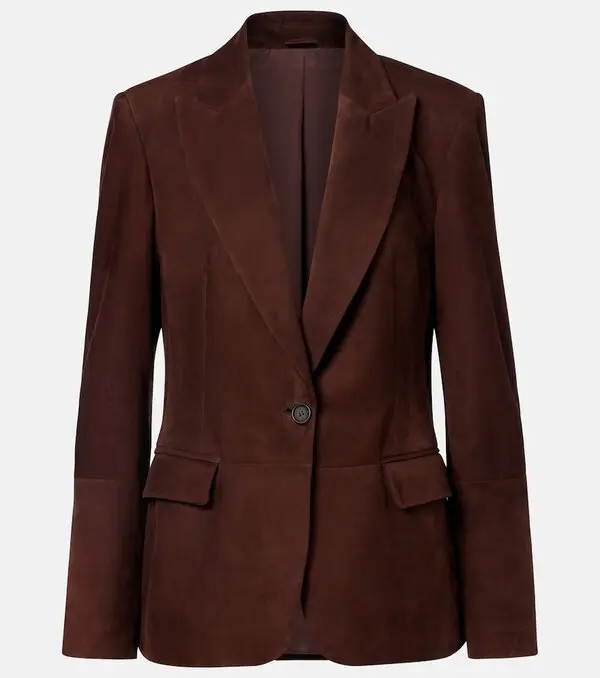 Brunello Cucinelli Monili Suede Blazer - Brown
