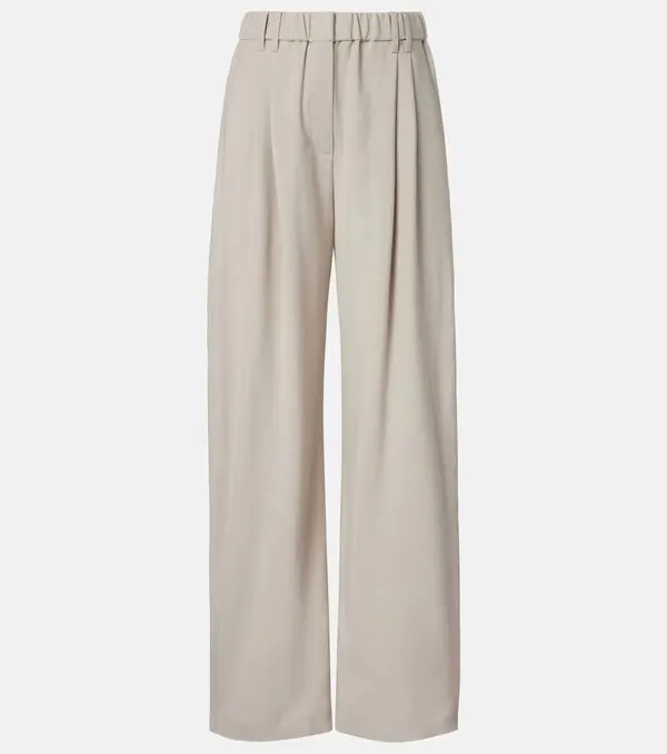 Brunello Cucinelli Monili Wool-blend Wide-leg Pants - Grey