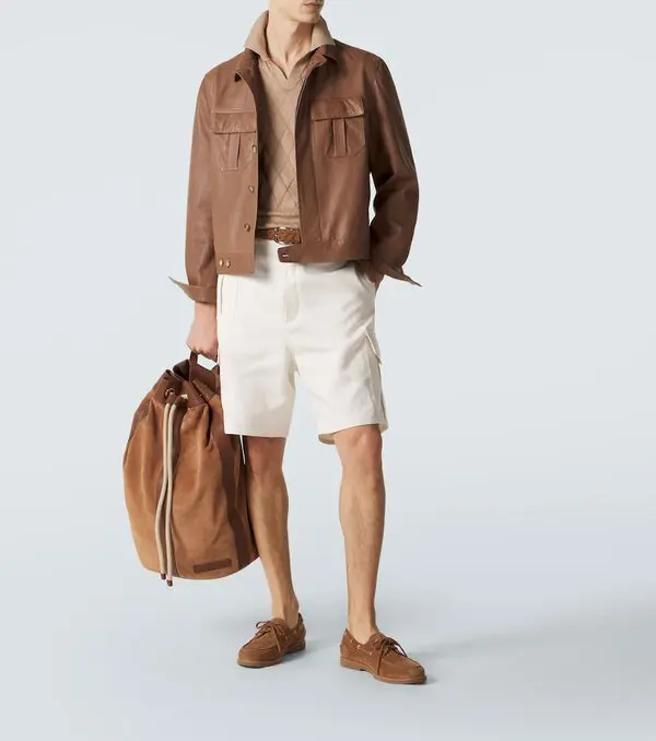 Brunello Cucinelli Argyle Cotton Polo Shirt - Beige