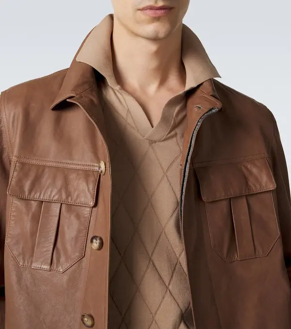 Brunello Cucinelli Argyle Cotton Polo Shirt - Beige