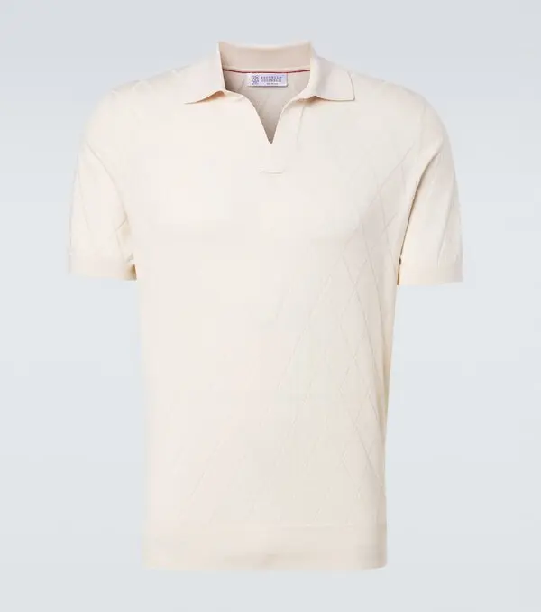 Brunello Cucinelli Knitted Cotton Polo Shirt - White