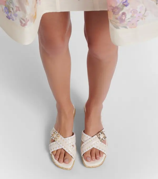 ROGER VIVIER Espa Embellished Leather Mules