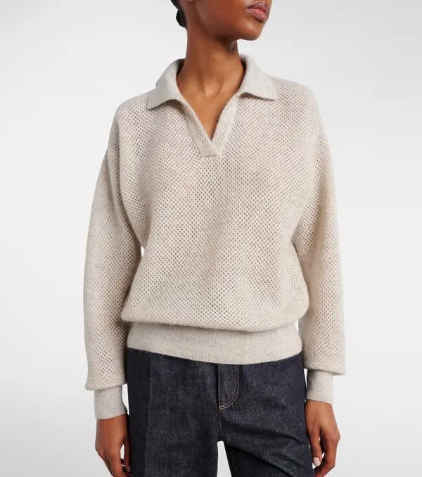 Brunello Cucinelli Open-knit Polo Sweater