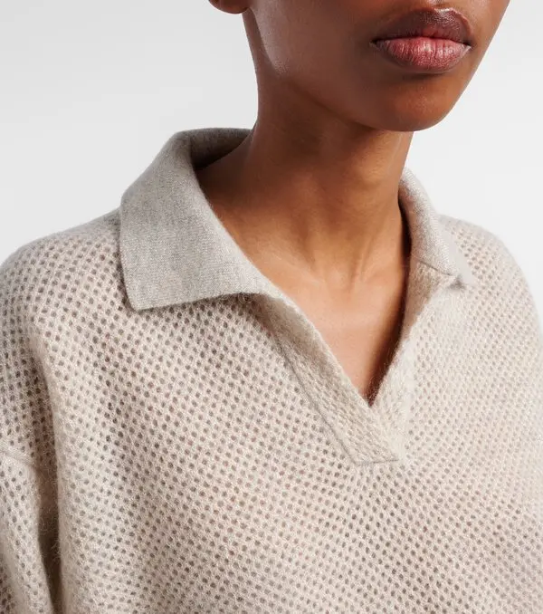 Brunello Cucinelli Open-knit Polo Sweater