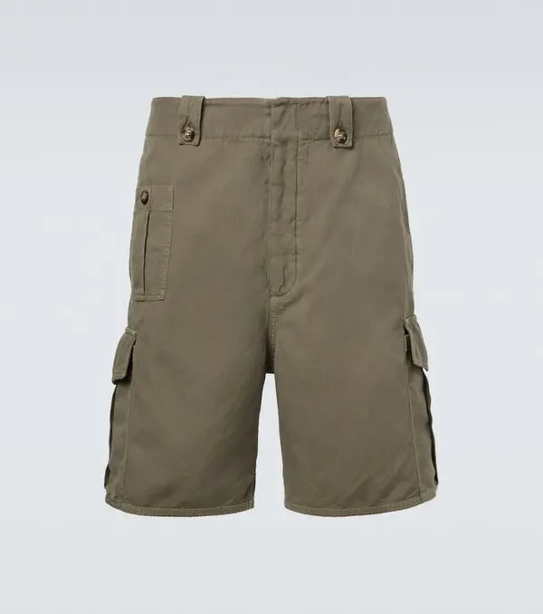 Brunello Cucinelli Cotton And Linen Cargo Shorts - Green