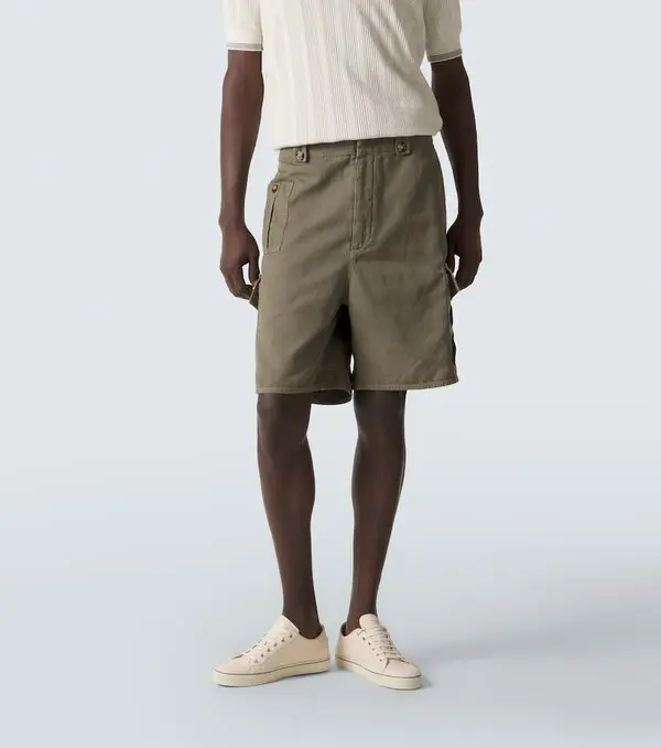 Brunello Cucinelli Cotton And Linen Cargo Shorts - Green