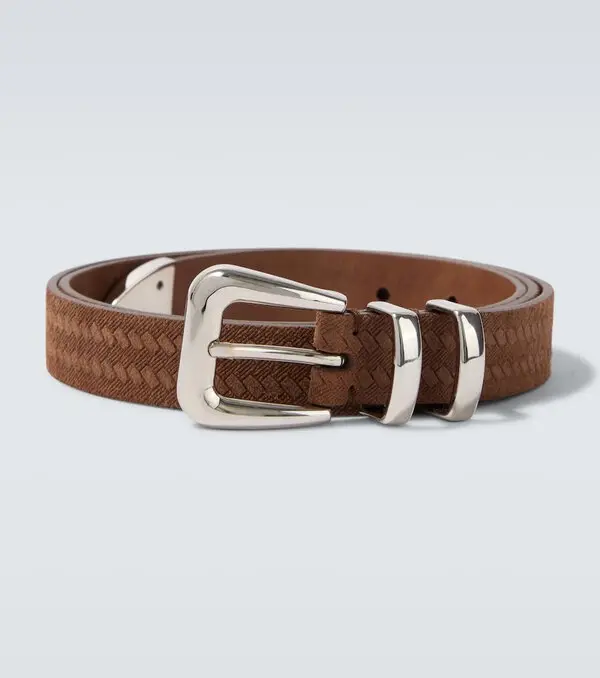 Brunello Cucinelli Debossed Leather Belt - Brown