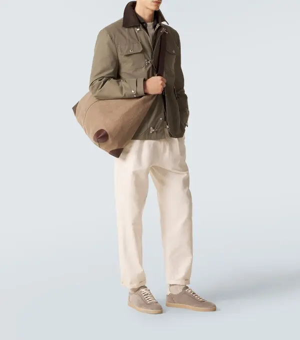 Brunello Cucinelli Leather-trimmed Canvas Shoulder Bag - Brown
